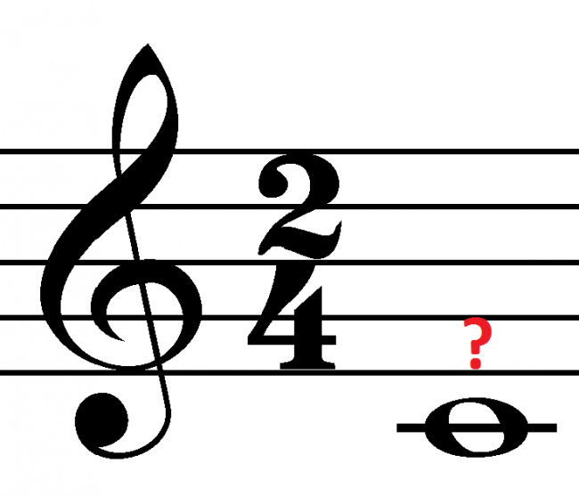 How many beats is a whole note in 2/4 worth? | SightReadingMastery